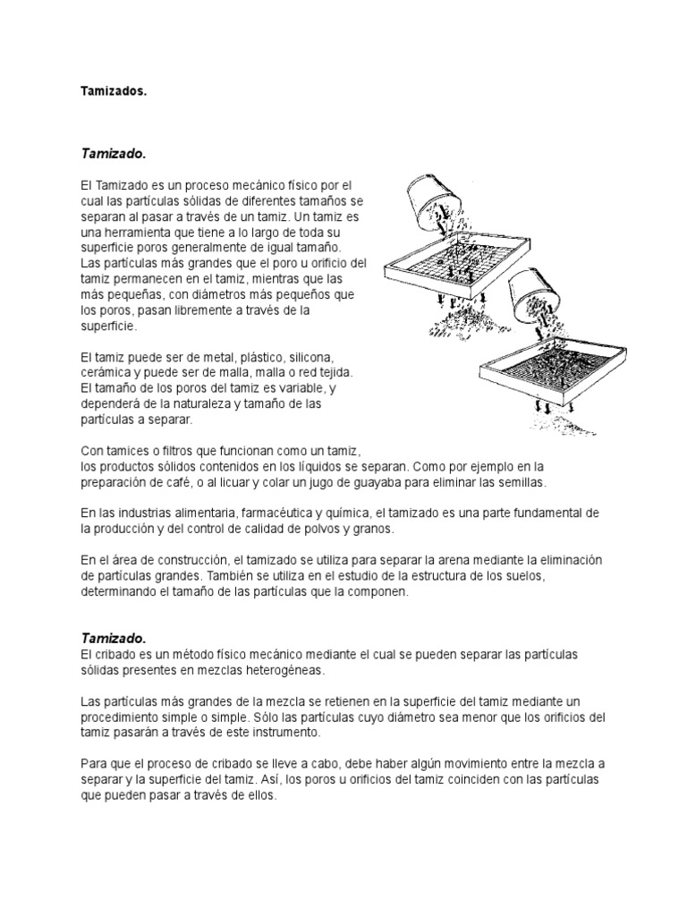 Tamizado | PDF | Mezcla | Química