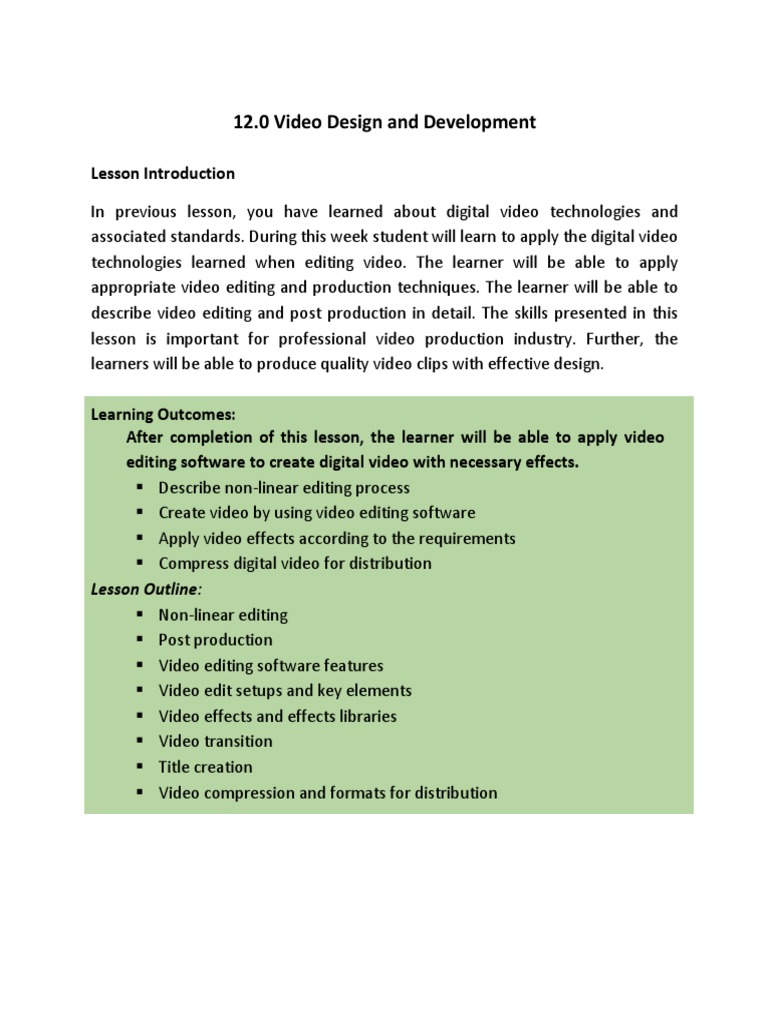 Video Design and Development | PDF | Multimedia | Computing