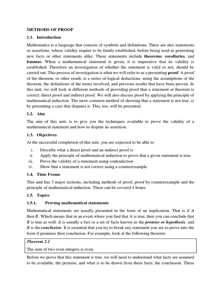 Notes On Methods Of Proof Pdf Mathematical Proof Mathematical Logic