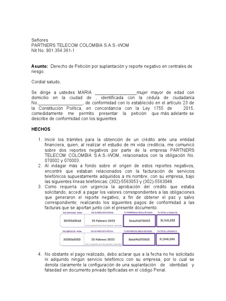 Solicitud Por Suplantación Modelo | PDF | Suplantación de identidad Solicitud Por Suplantación Modelo | PDF | Suplantación de identidad