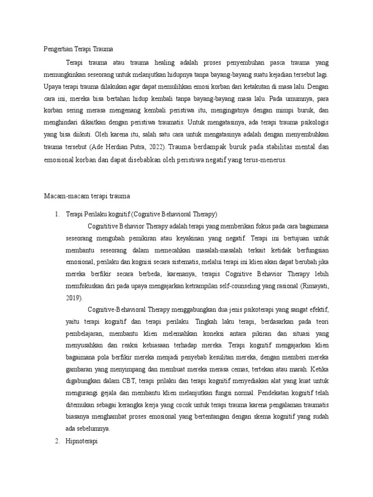 Pengertian Terapi Trauma | PDF