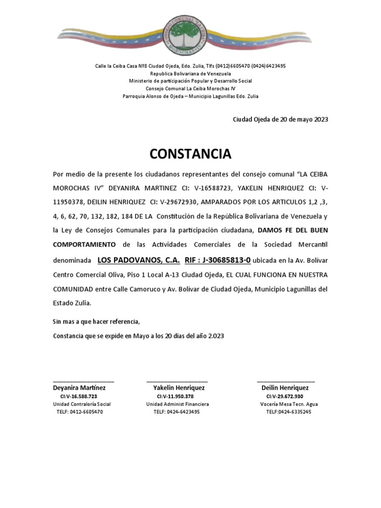 Carta Junta Comunal | PDF