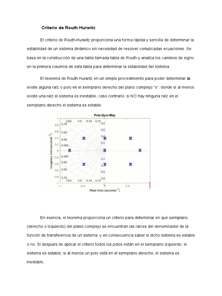 Criterio de Routh Hurwitz | PDF