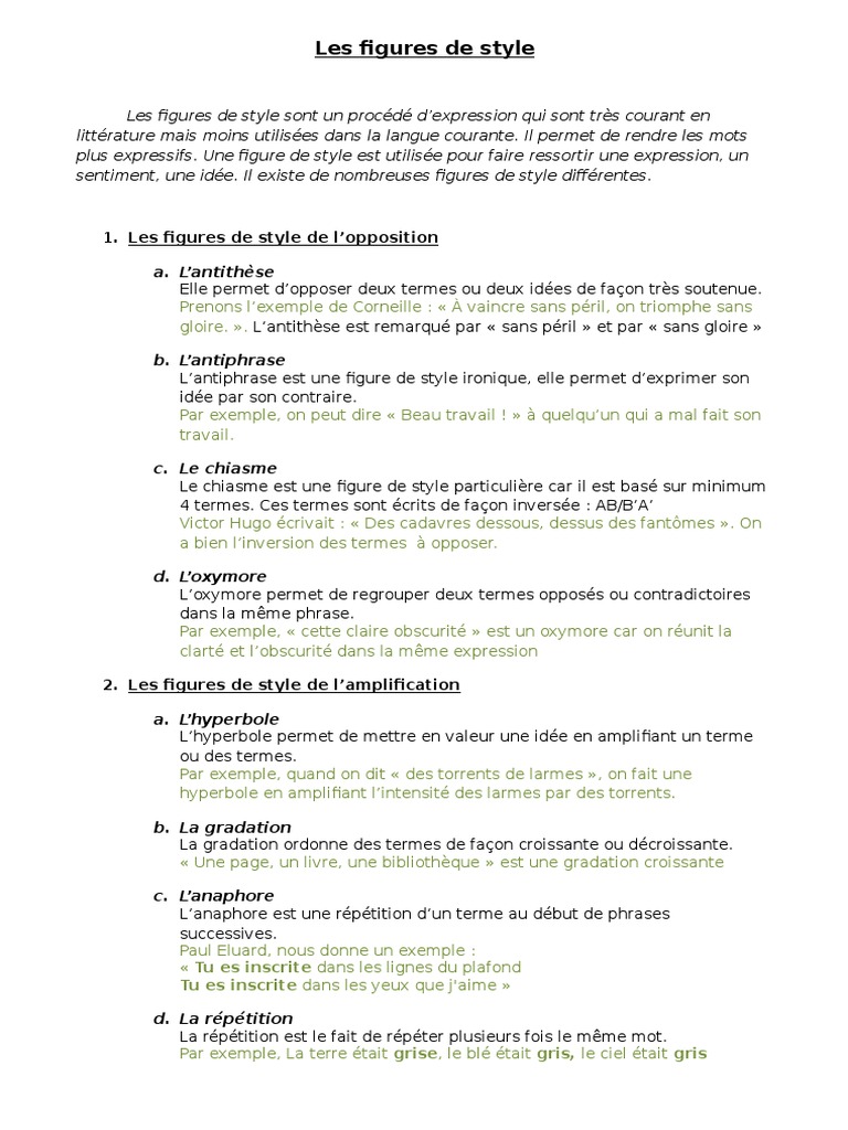 Figures de style d'opposition expliquées | PDF | Métaphore | Techniques ...