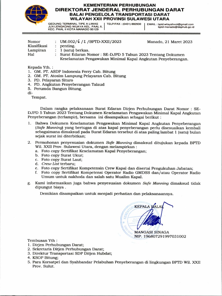 BPTD XXII - Safe Manning 2023 | PDF