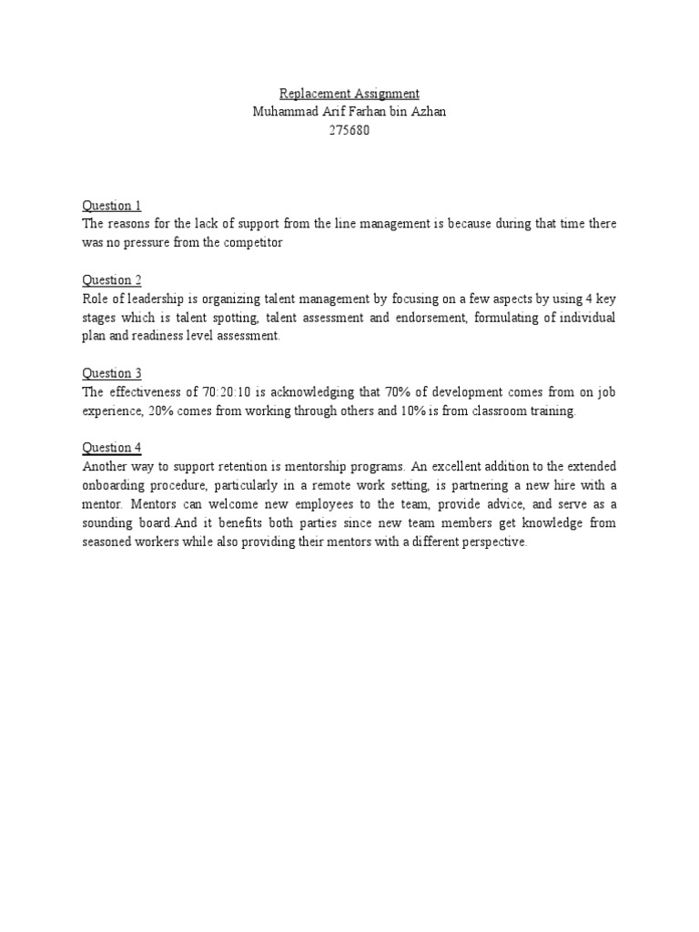 Replacement Assignment | PDF