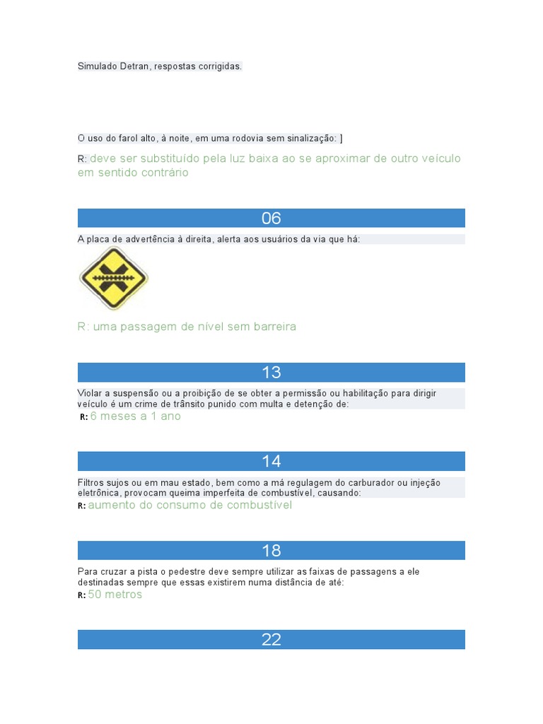 Simulado Detran | PDF | Tráfego | Transporte