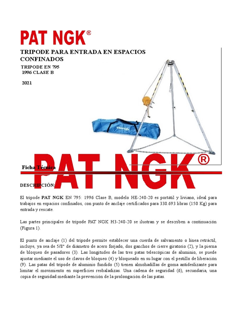 Ficha Técnica de Tripode Pat NGK | PDF | Administración de Seguridad y Salud Ocupacional