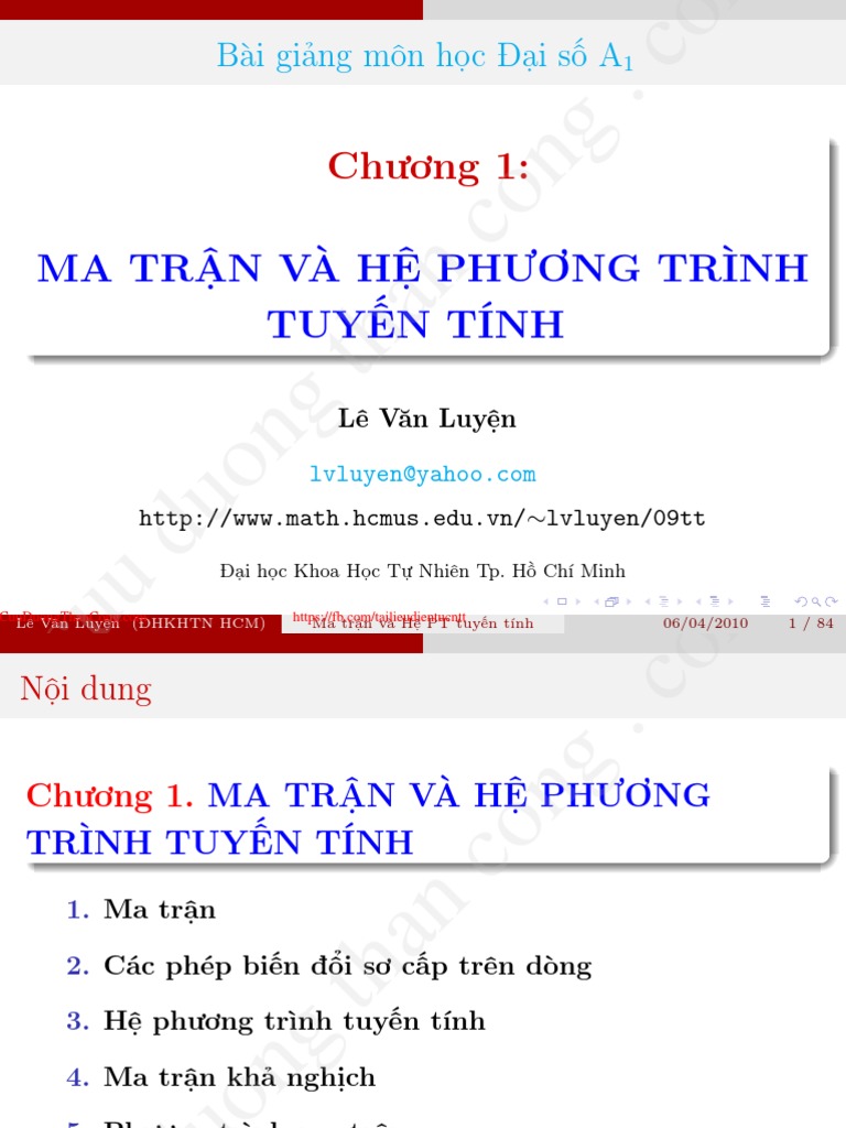 Dai So Tuyen Tinh Le Van Luyen Ch1 Ma Tran [Cuuduongthancong.com] | PDF
