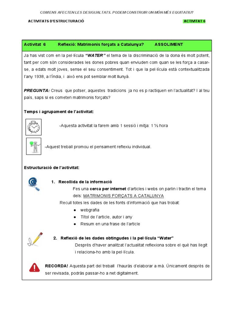 Iker Castro Zapata - ACTIVITAT 6 - MATRIMONIS FORÇATS | PDF