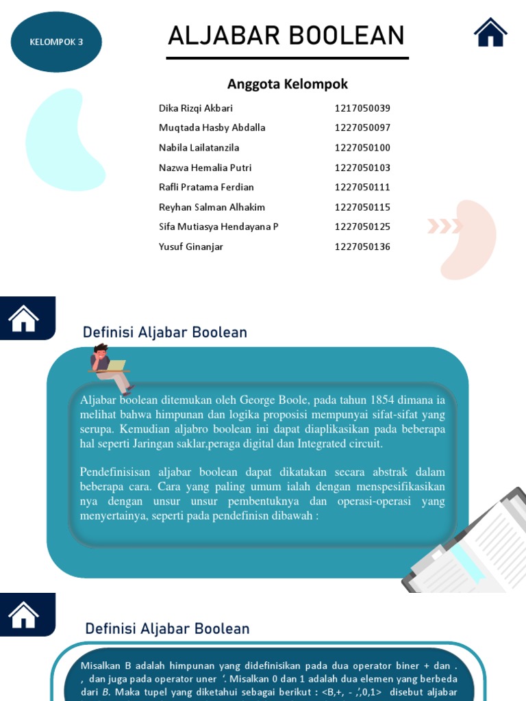 Definisi dan Hukum Aljabar Boolean | PDF