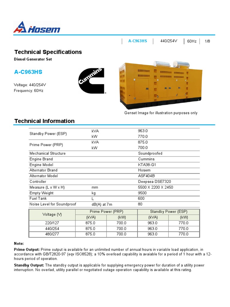 GEN-SET-Brochure of 750kW Soundproof Diesel Generator (2) | PDF ...