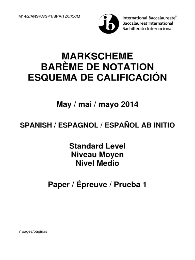 Barème de notation Espagnol AB Initio | PDF