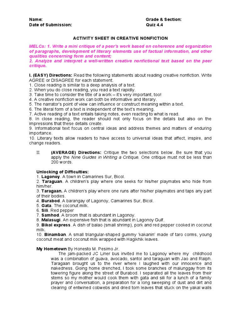 CNF Q4.4 W7 Activity Sheet | PDF