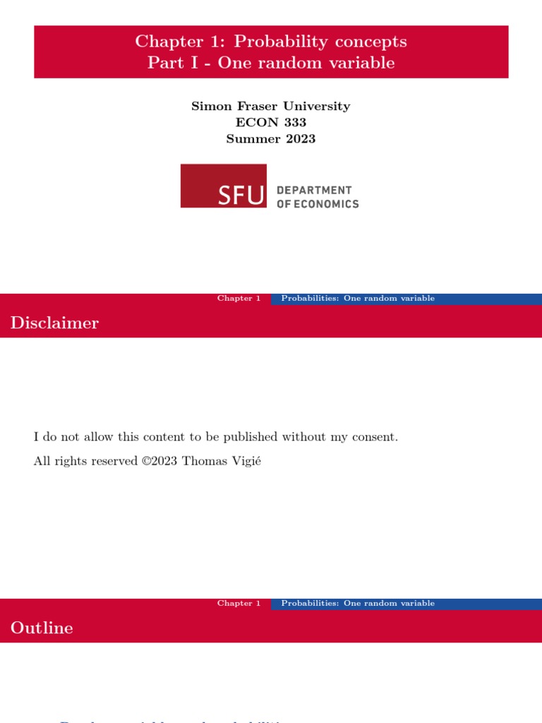 One Random Variable | PDF One Random Variable | PDF