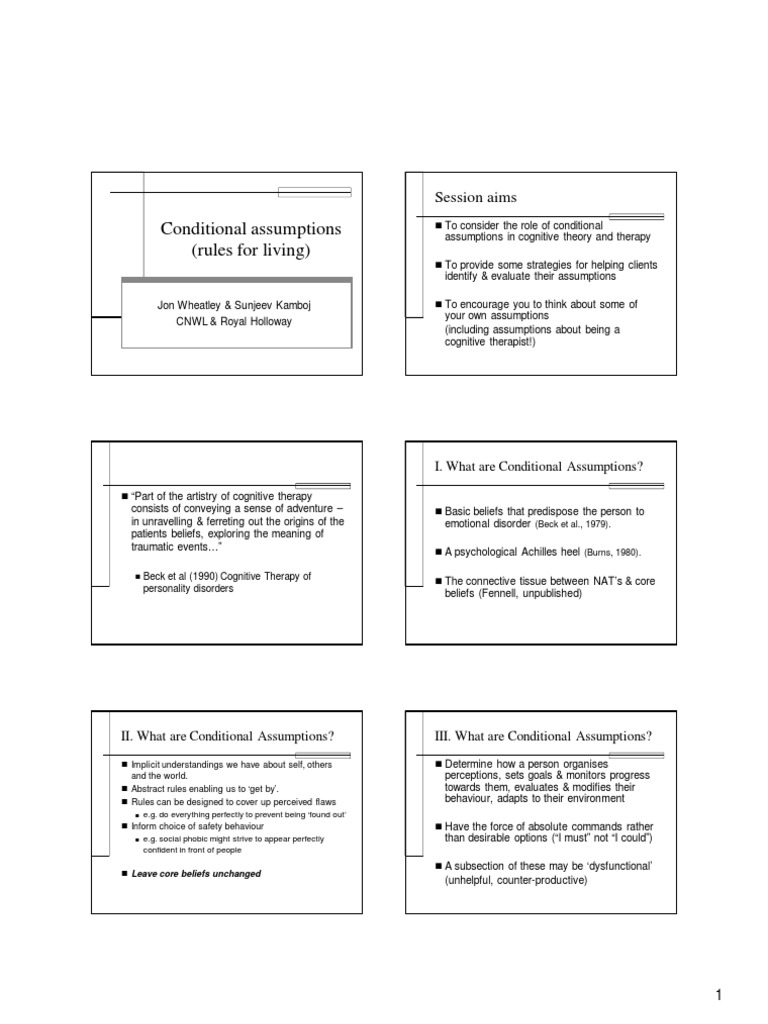 Conditional Assumptions | Cognitive Therapy | Cognitive Behavioral Therapy