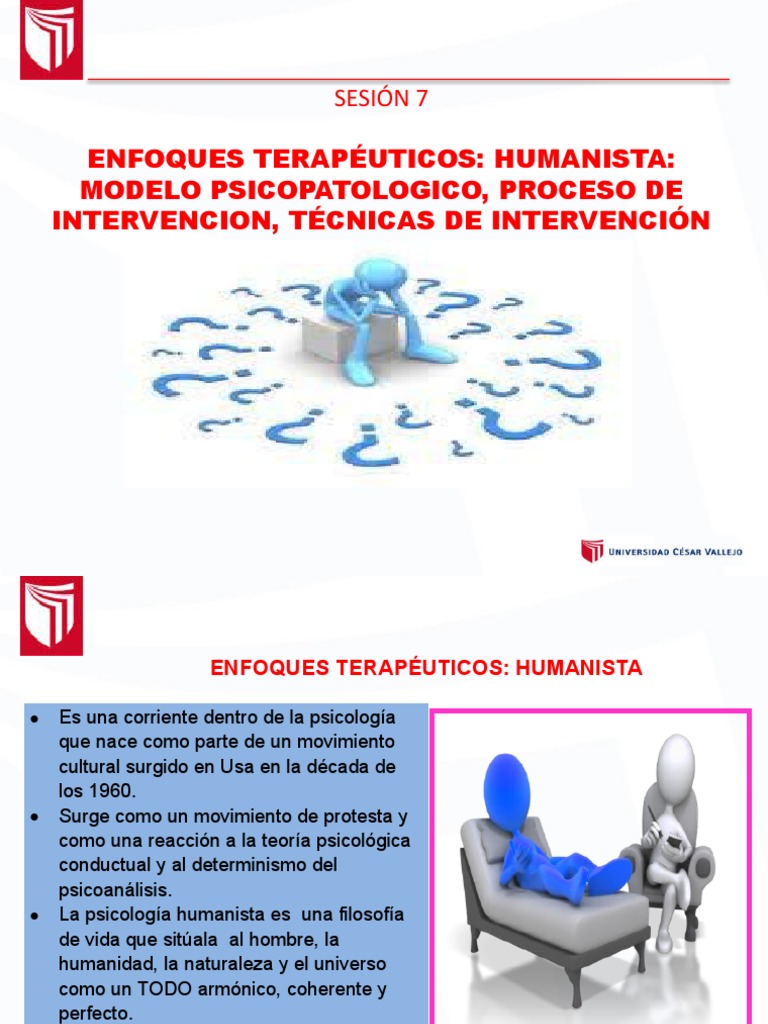 Sesión 7 Enfoques Terapéuticos: Humanista: Modelo Psicopatologico, Proceso de Intervencion ...