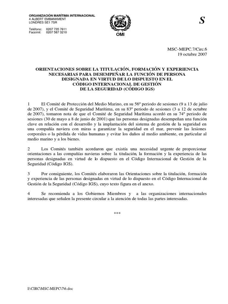 MSC-MEPC 7-Circ 6 | PDF | Tecnología