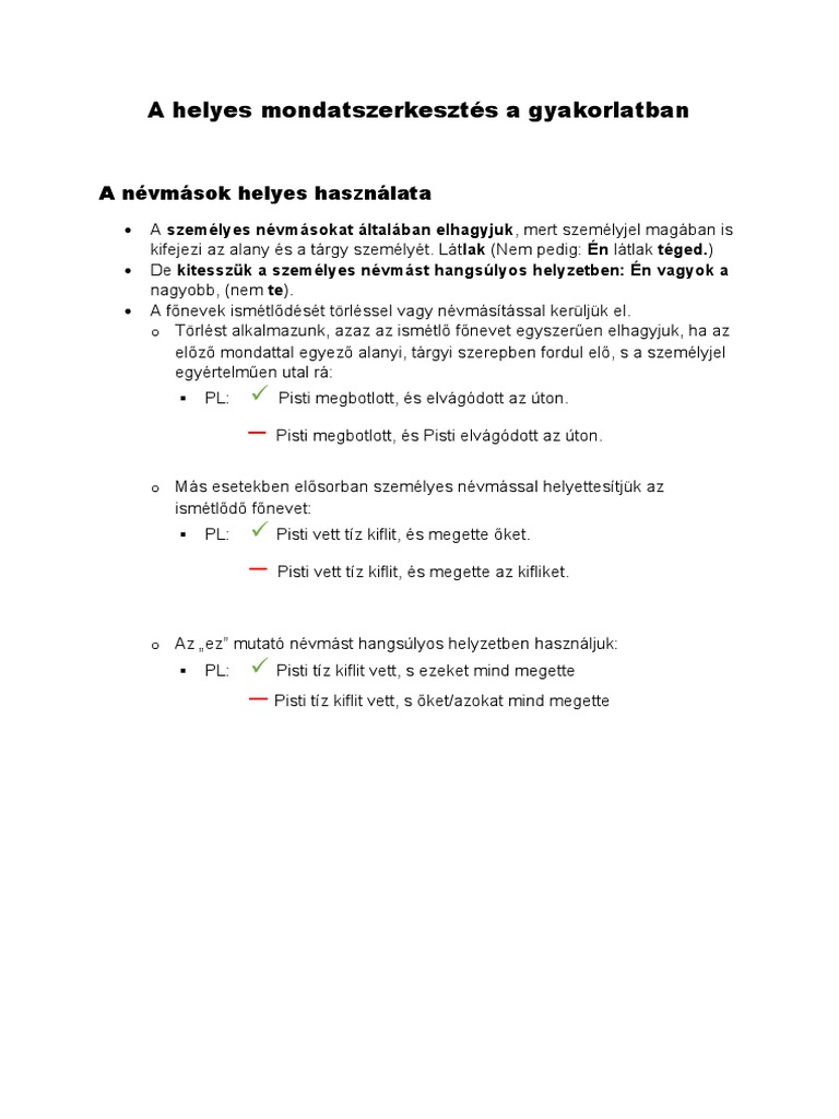13-Helyes mondatszerkesztés a gyakorlatban | PDF