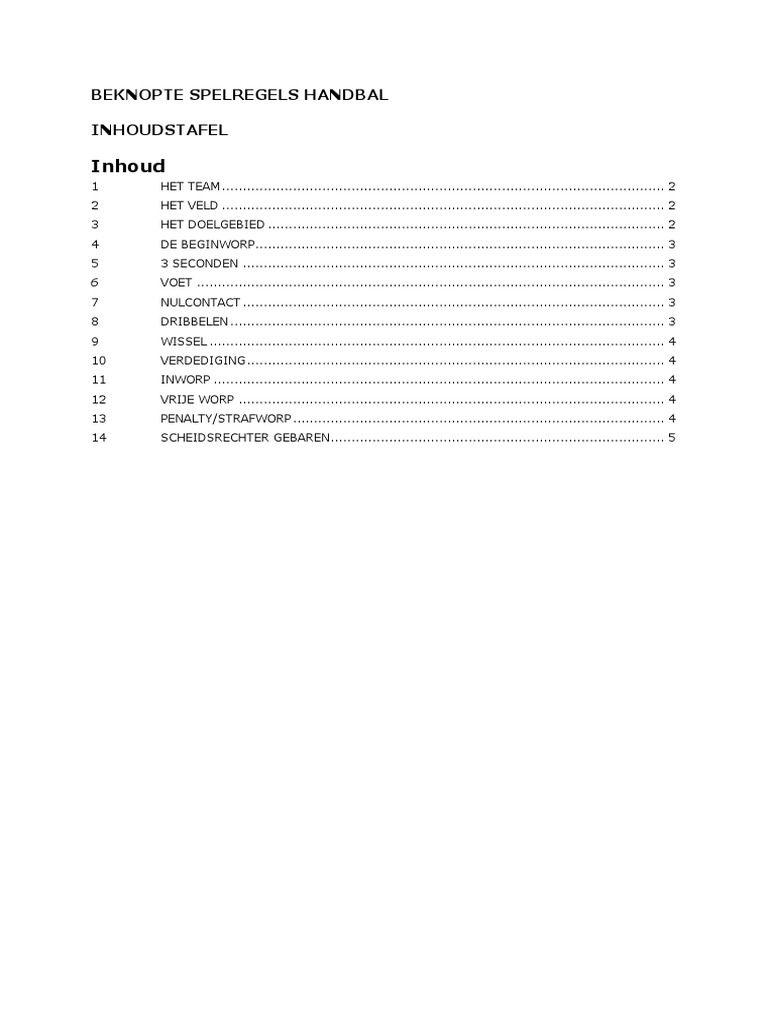 Beknopte Spelregels Handbal | PDF