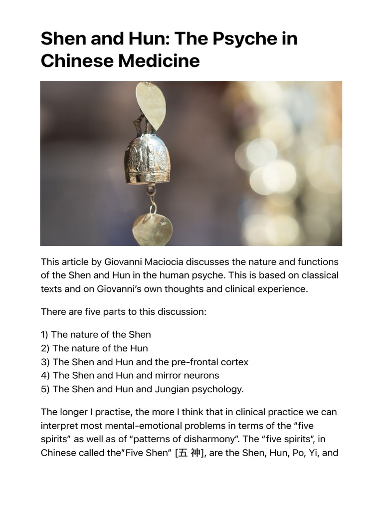 Shen and Hun - The Psyche in Chinese Medicine | PDF | Philosophy