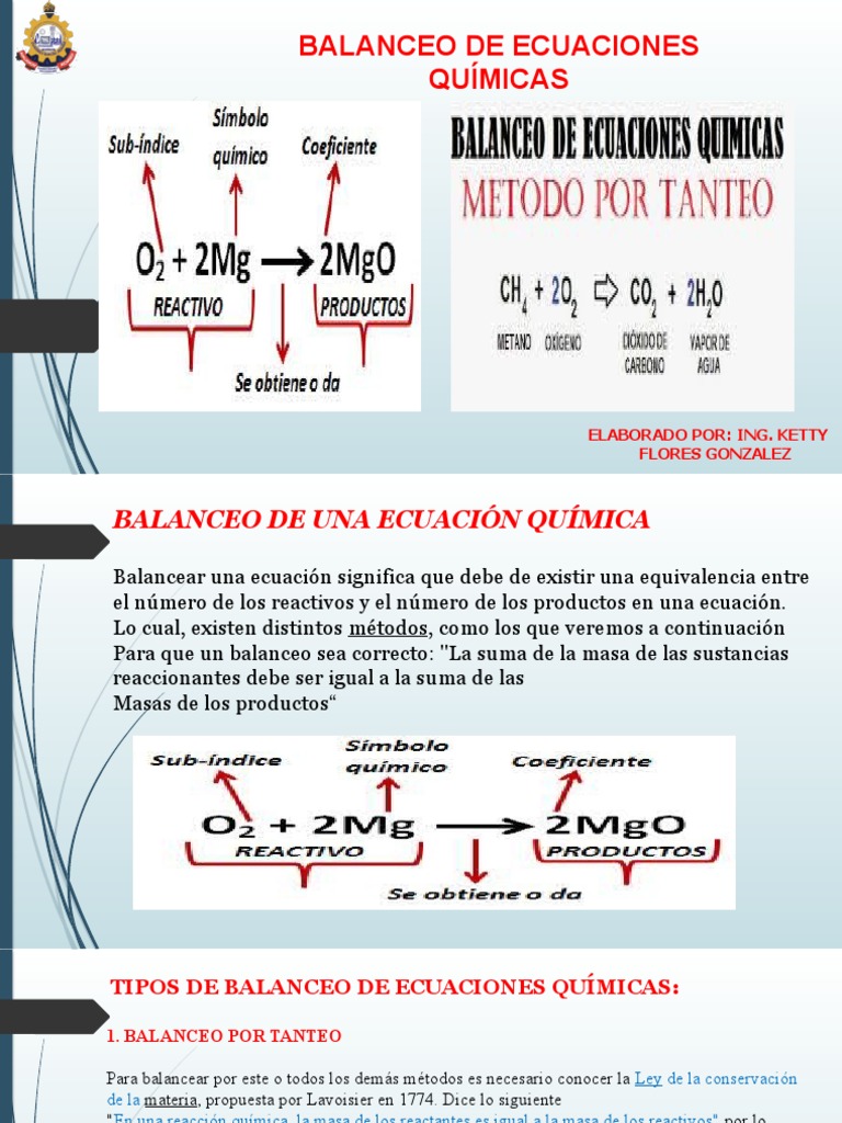 Balanceo de Ecuaciones Químicas-Teoría | PDF | Estequiometría | Redox