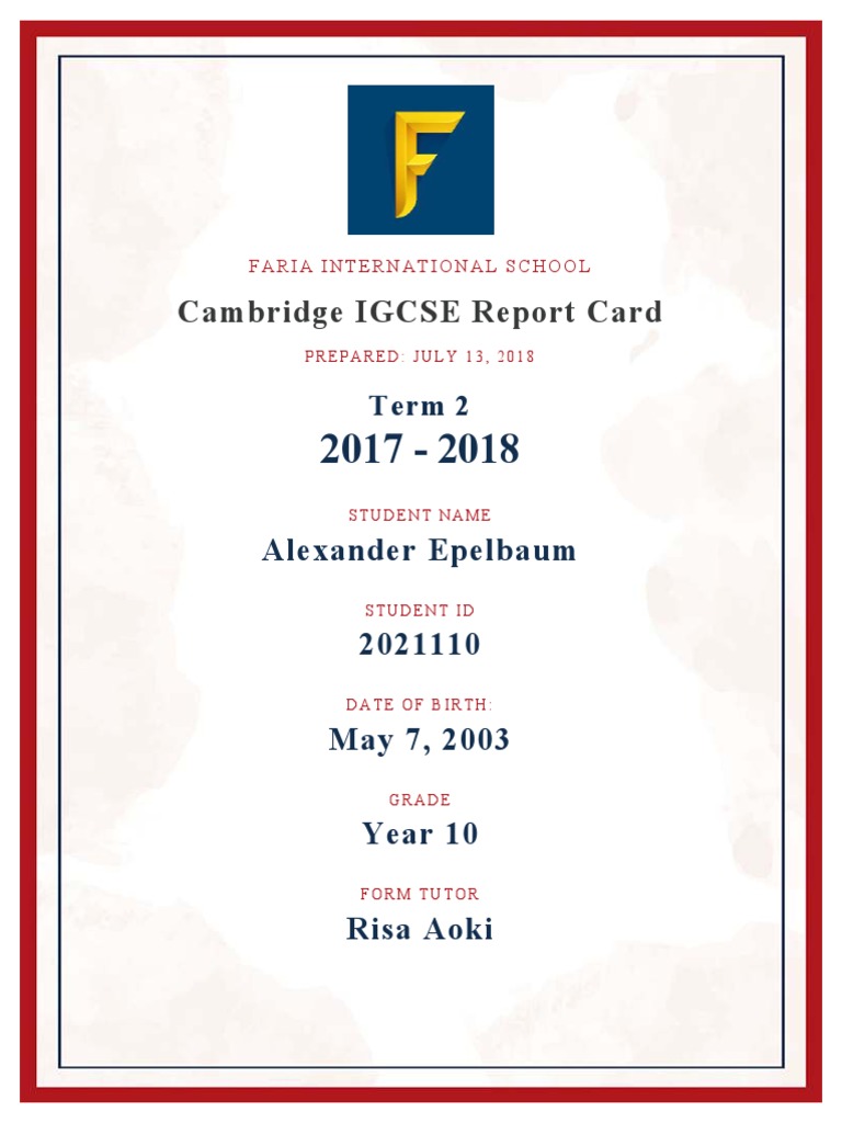 IGCSE Sample Report | PDF