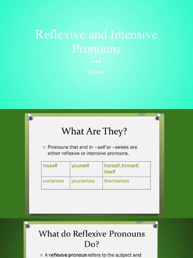 Reflexive and Intensive Pronouns Wk4 | PDF