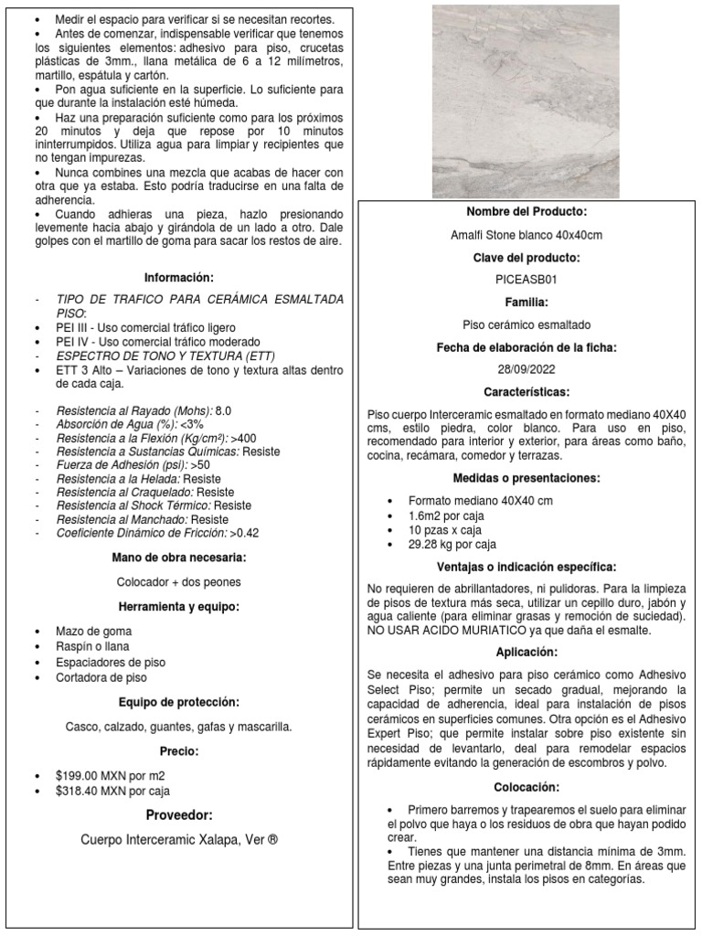 Ficha Técnica de Piso | PDF