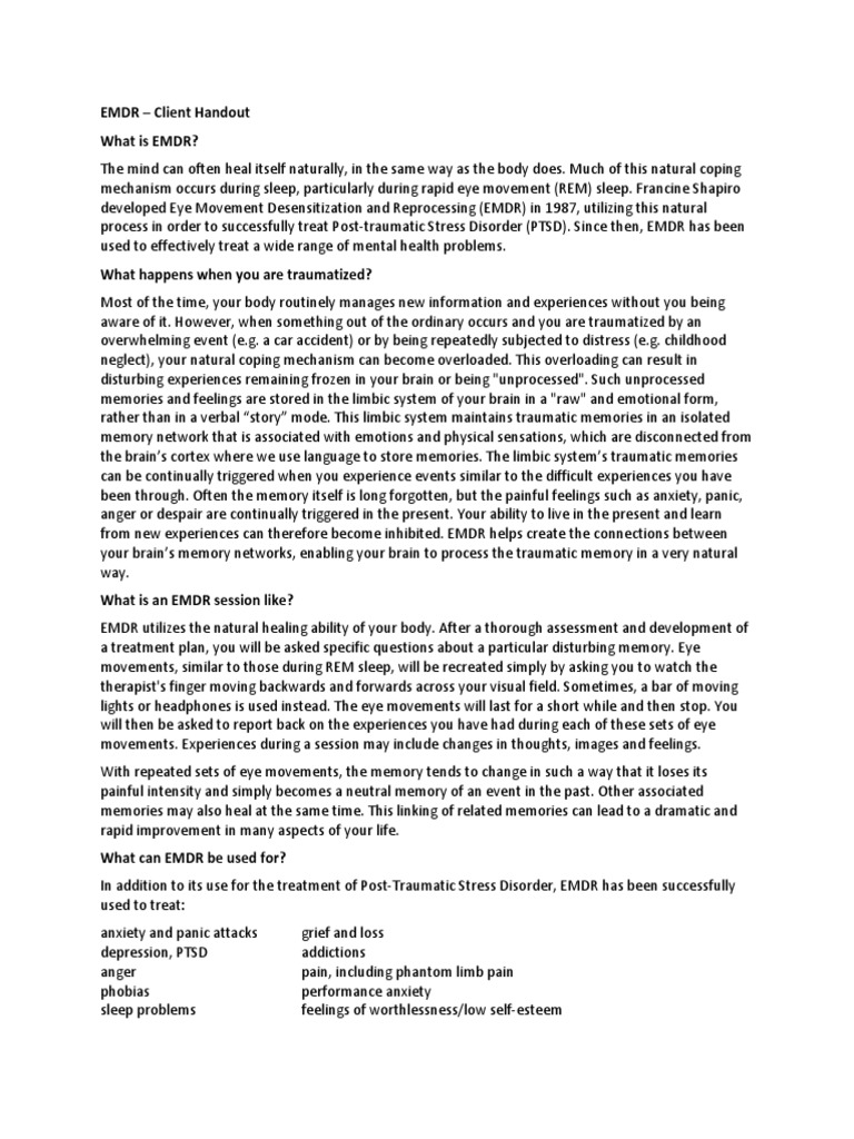 Emdr Client Handout | PDF
