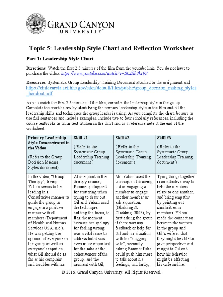 BHS-240 RS T5LeadershipStyleChartAndReflectionWorksheet | PDF