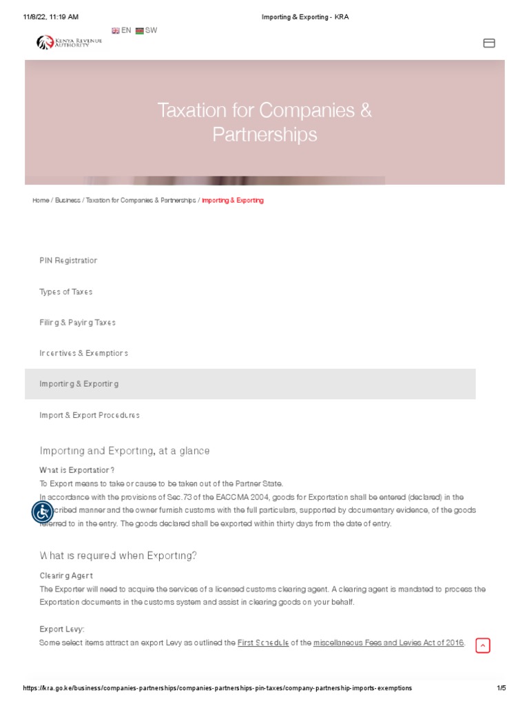 Importing & Exporting - KRA | PDF