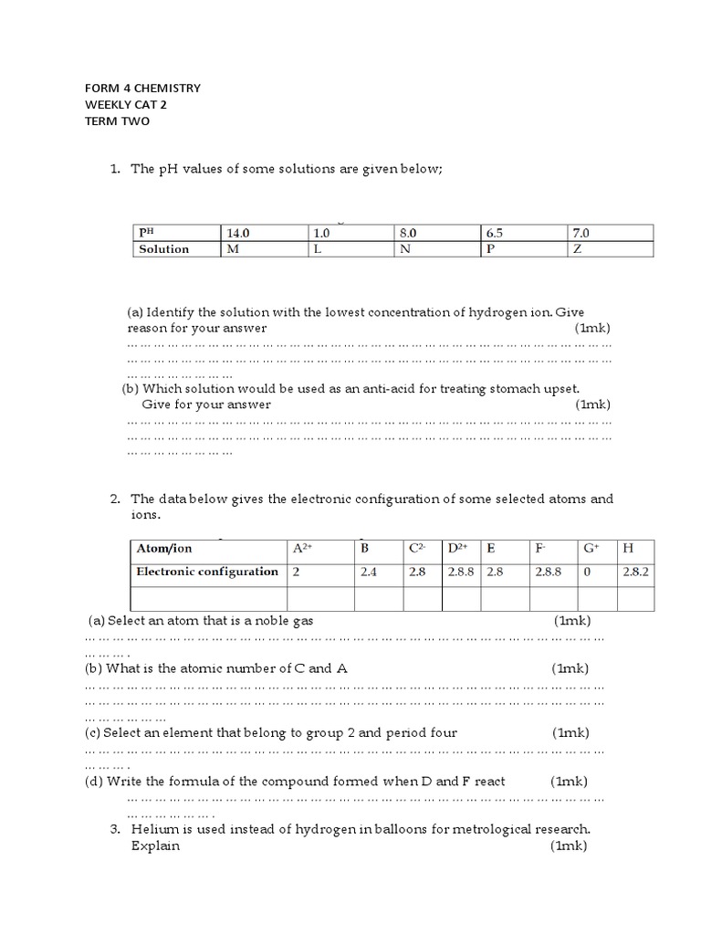 Form 4 Chemistry | PDF