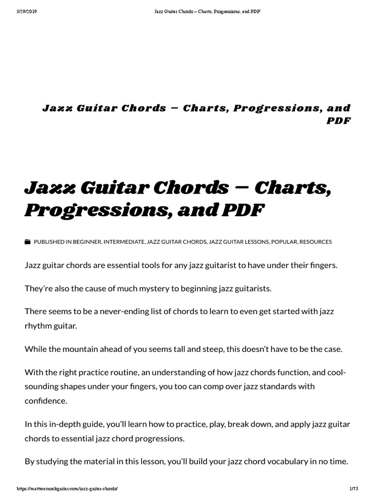 Jazz Guitar Chords - Charts, Progressions, and PDF | PDF | Chord (Music ...