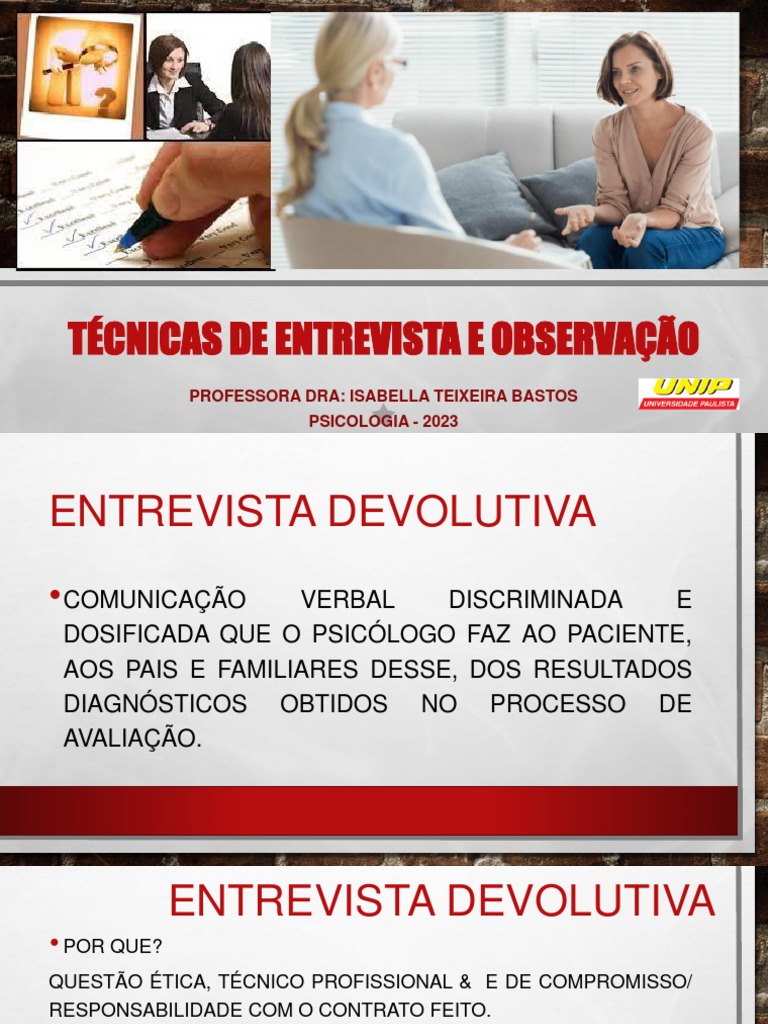 Aula TEO - Aula Entrevista Devolutiva | PDF | Psicologia | Família