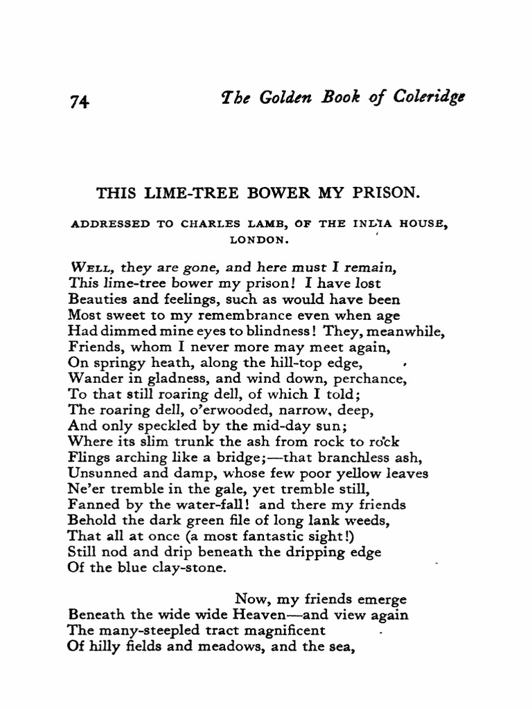 S. T. Coleridge, 'This Lime-Tree Bower My Prison', P. 0074-0076 | PDF