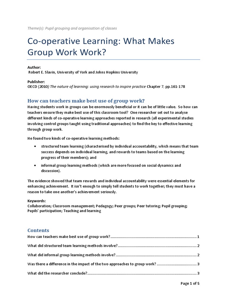Slavin (2010) Cooperative Learning | PDF | Learning | Teachers