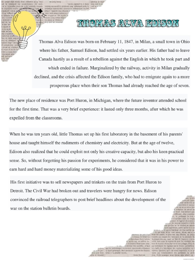 Biografia de Thomas Edison Ingles | PDF