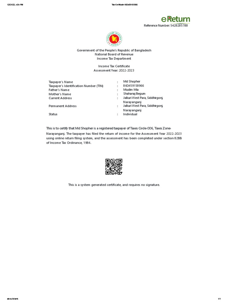Tax Certificate 860459158966 Pdf