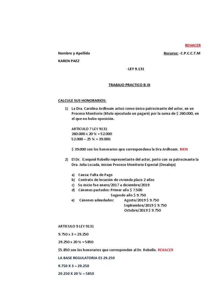 Practico 9 Regulacion Honorarios Corregido y Rehecho | PDF | Gobierno | Ley común