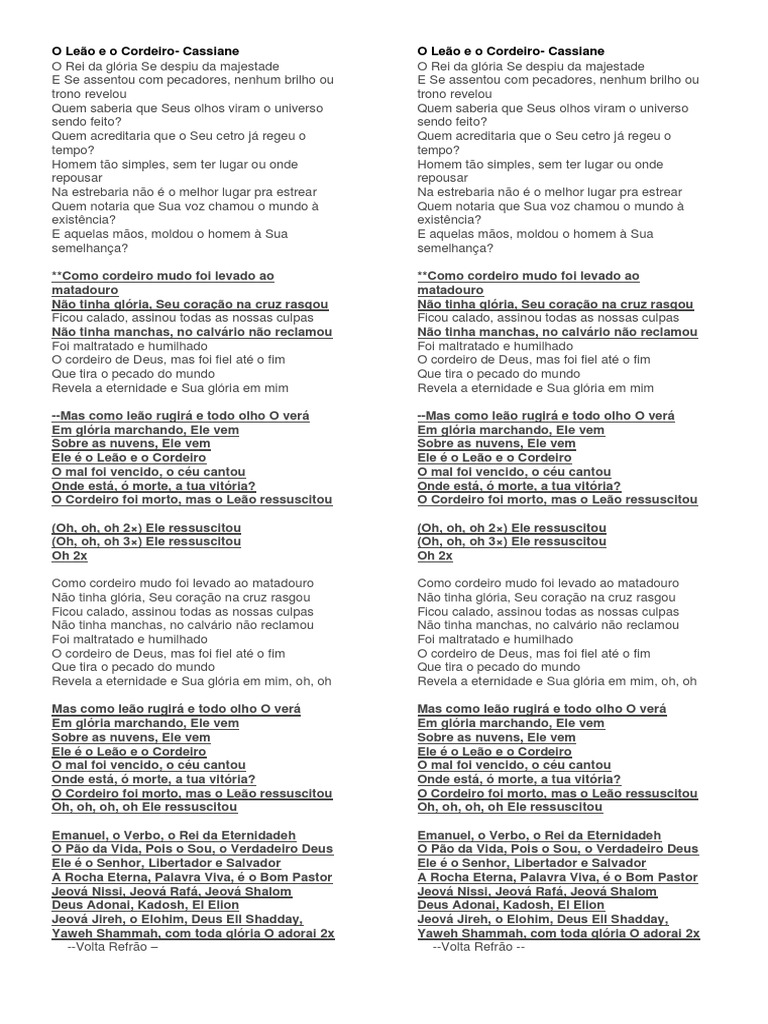 O Leão e o Cordeiro Cassiane Edit | PDF