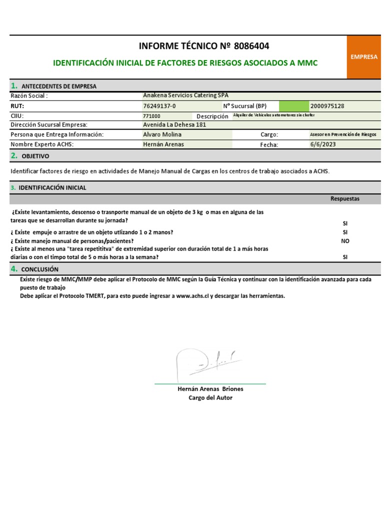 Identificación de peligro para reconocimiento de la Exposición a MMC (1) | PDF