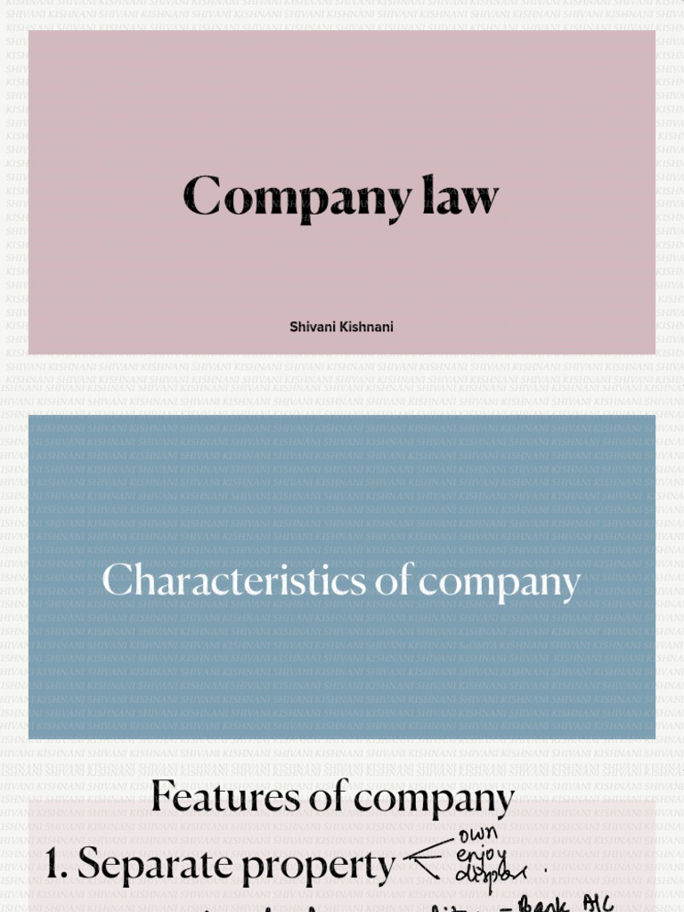 Company Law Unit 1 To Students | PDF | Corporations