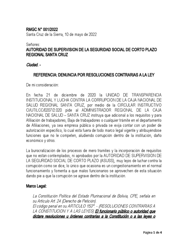 Carta Denuncia Pdf