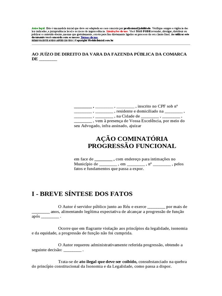 Ação Cominatória Progressão Funcional | PDF | Sentença (jurídico ...