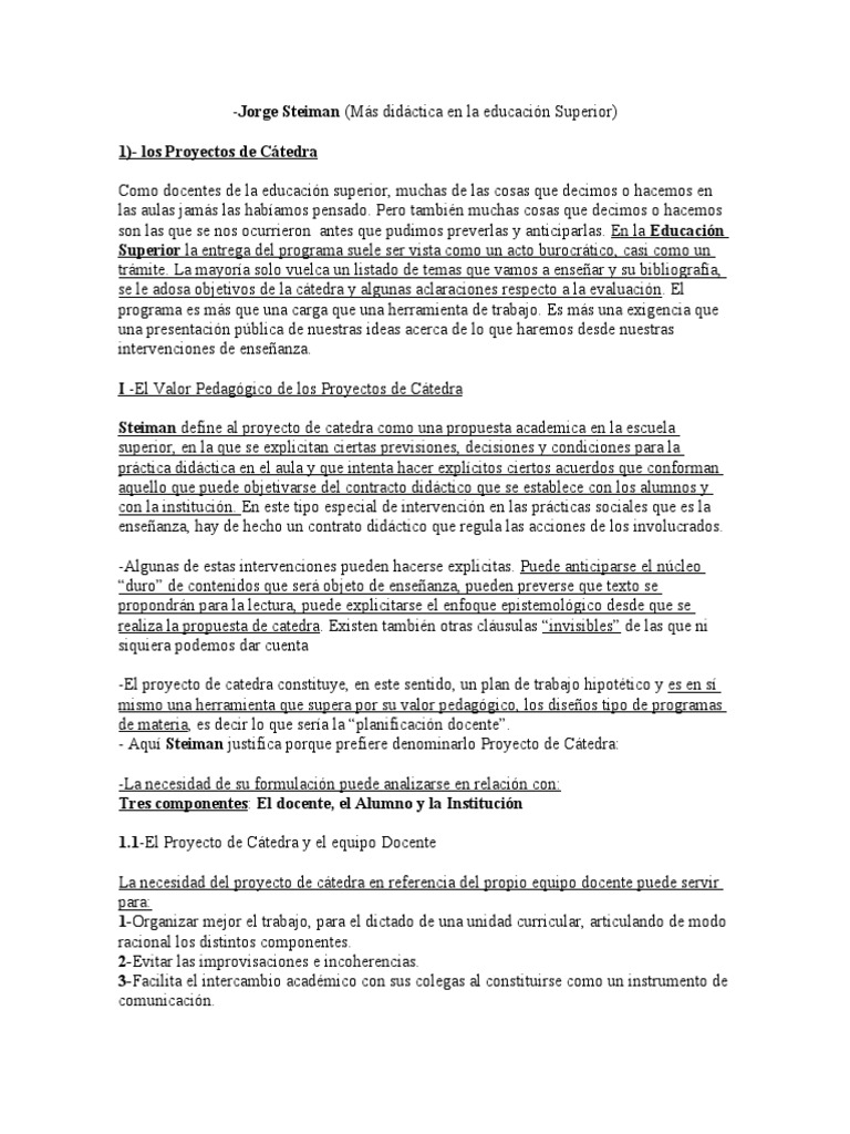 Steiman Proyecto de Cátedra. | PDF | Evaluación | Enseñando