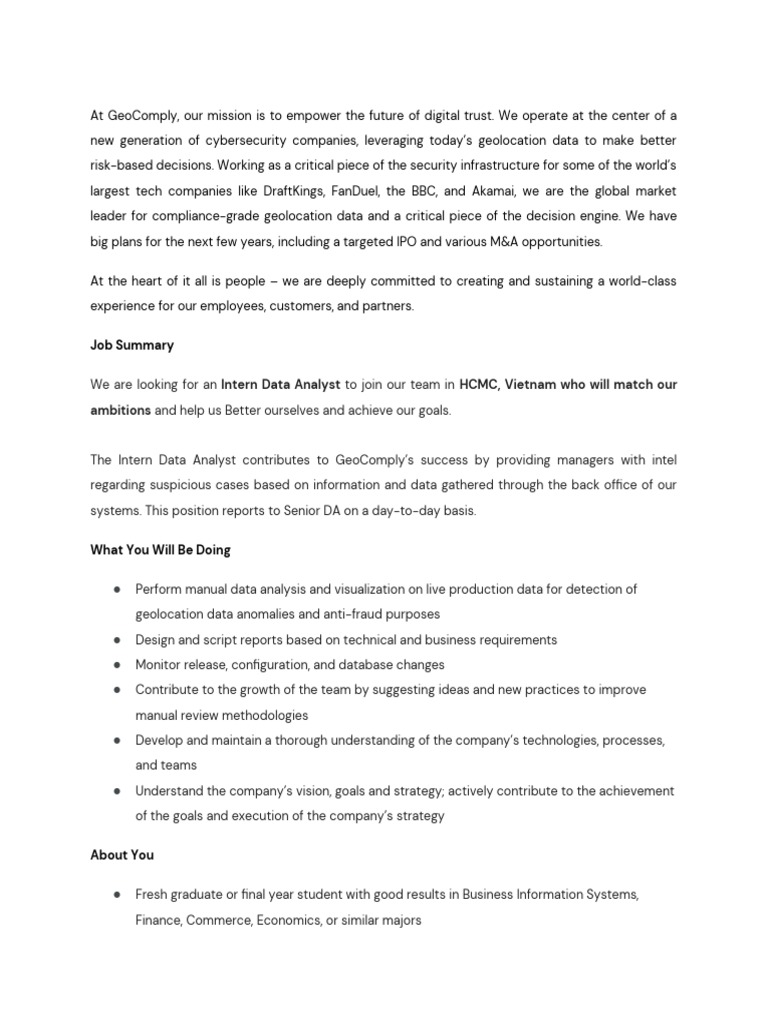 Data Analyst Intern JD Benefit | PDF | Data | Surveillance