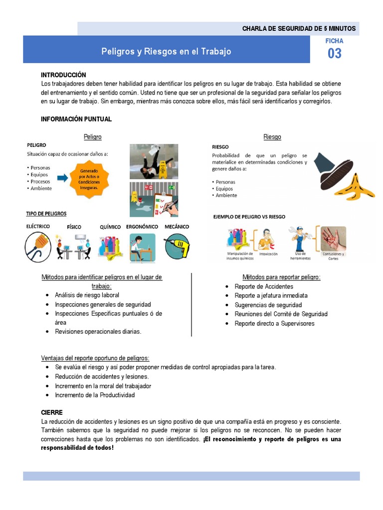 3 Charla de 5 Min - Peligros y Riesgos | PDF