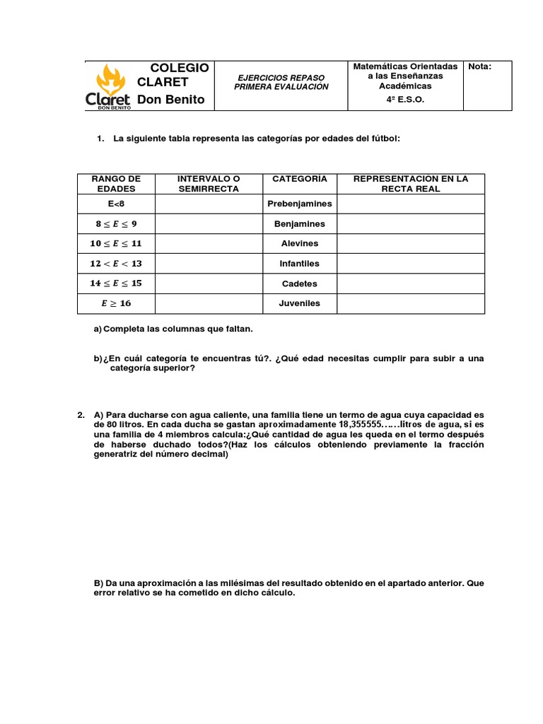 Ejercicios de Repaso-1 Eval | PDF | Aritmética | Conceptos matemáticos