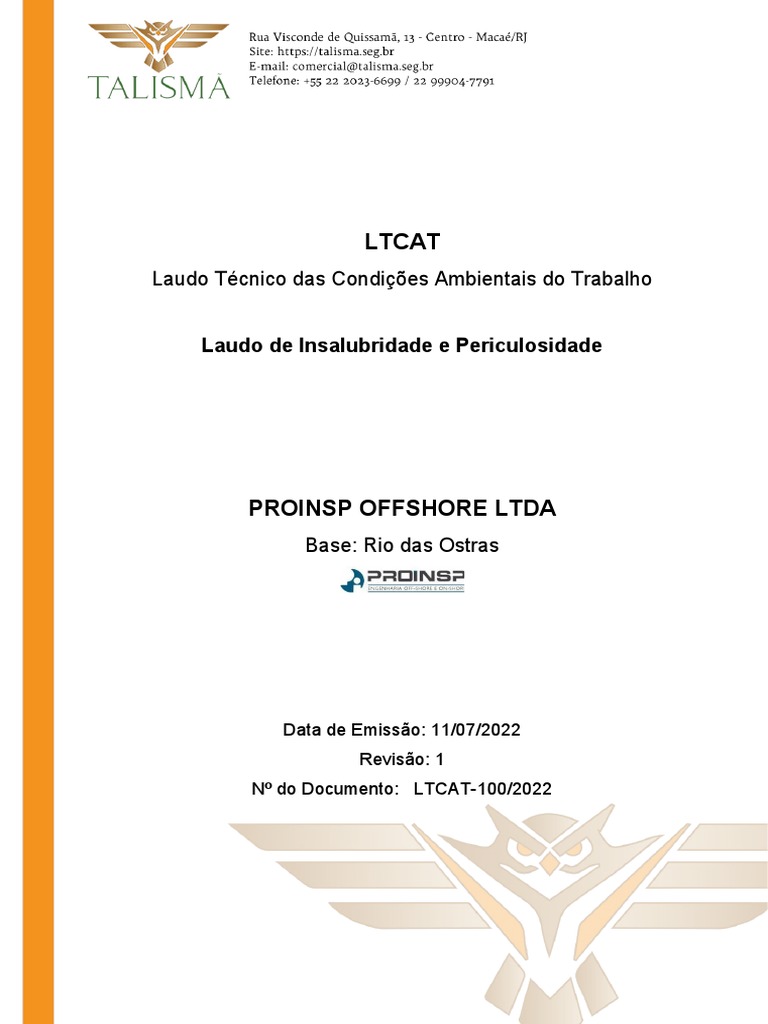 Laudo LTCAT: Insalubridade e Periculosidade | PDF | Negócios | Computadores
